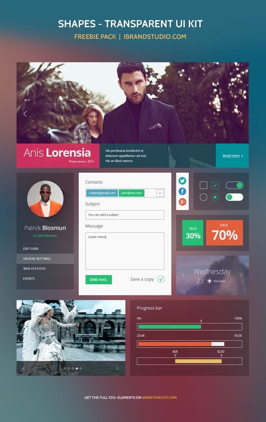 Freebie: Shapes - Transparent UI Kit (PSD)
