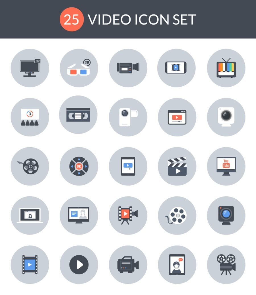 Free Icons: 25 Video Icon Set by Vecteezy